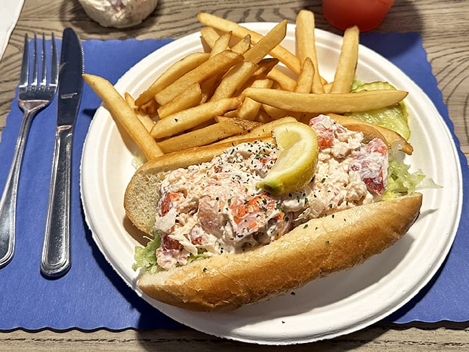Not all heroes wear capes—some come on toasted rolls with a side of fries. This lobster roll delivers chunks of sweet meat in every heavenly bite.