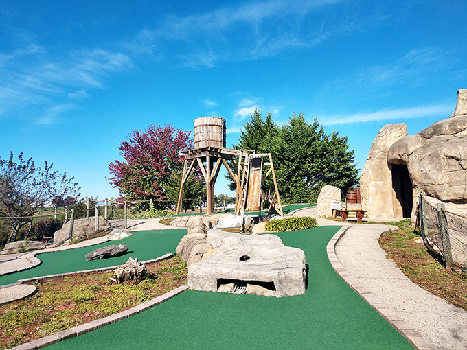Even mini-golf gets the Amish Country treatment, with windmills and rustic charm replacing the neon lights of typical tourist attractions.