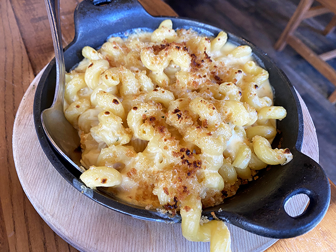 Mac and cheese that bubbles with molten promise in its personal cast iron skillet. Comfort food that's had a serious upgrade without forgetting its humble roots.
