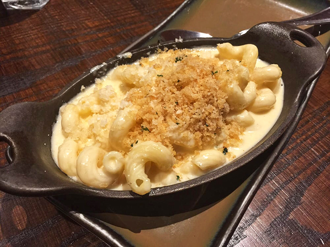 Mac and cheese that's achieved the impossible: creamy underneath while sporting a golden crown of herb-flecked breadcrumbs. Comfort food royalty.
