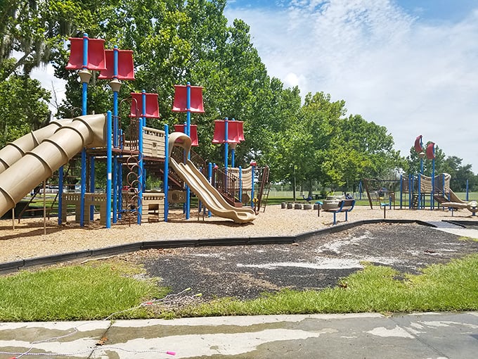 Mary Holland Park's playground offers grandkid-entertaining powers that rival Disney, minus the second mortgage required for admission.