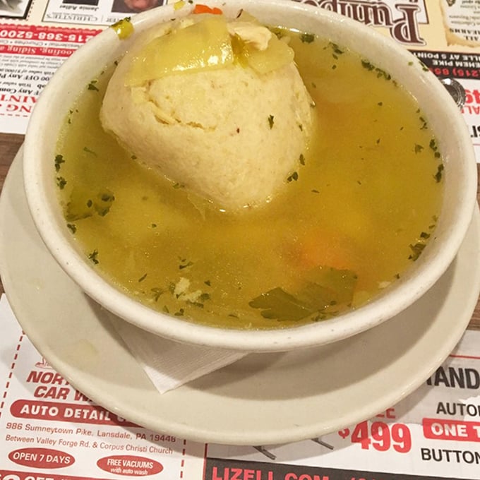 The matzo ball soup&mdash;a golden pool of comfort cradling a fluffy dumpling that would make any grandmother nod in approval.