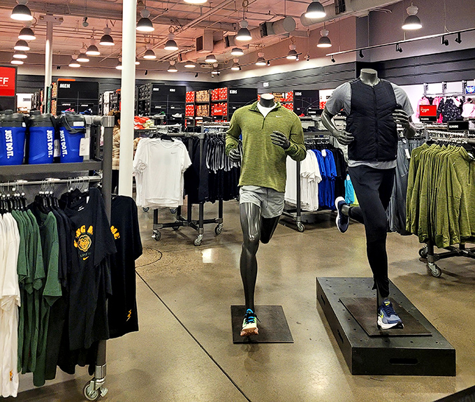 Mannequins showing off athletic wear that makes you think, "Maybe I could be a runner?" At these prices, it's worth finding out.