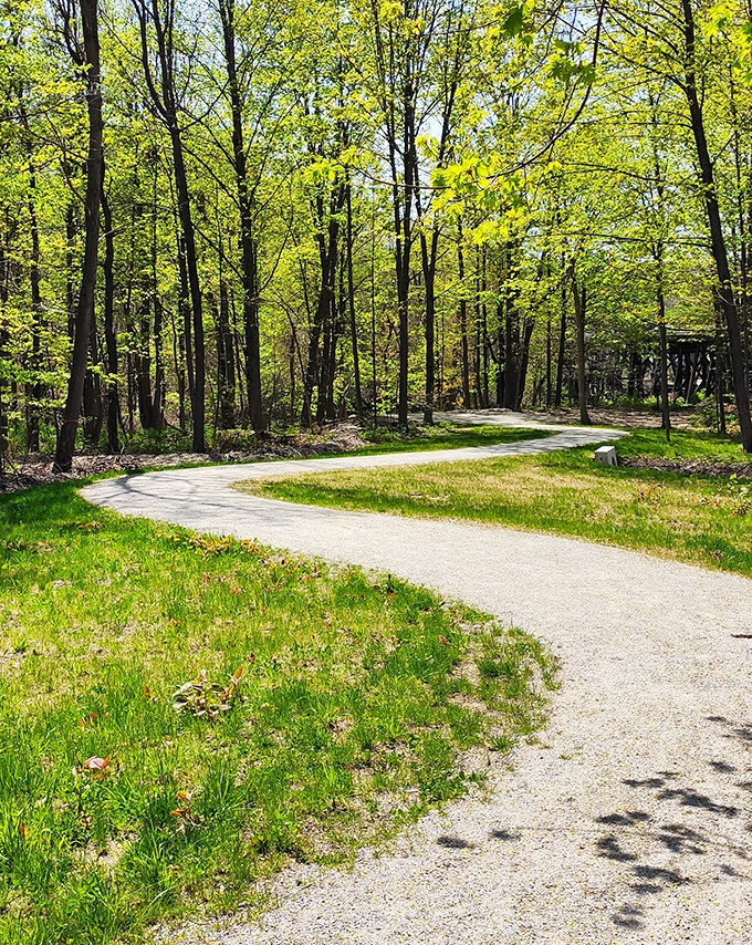 The Northern Rail Trail winds through sun-dappled forests, offering free entertainment for walkers, cyclists, and daydreamers alike.