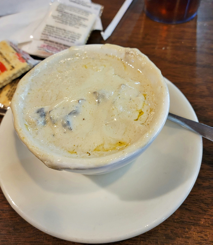 Cream of mushroom soup so comforting it could end international conflicts. Or at least your hunger pangs.