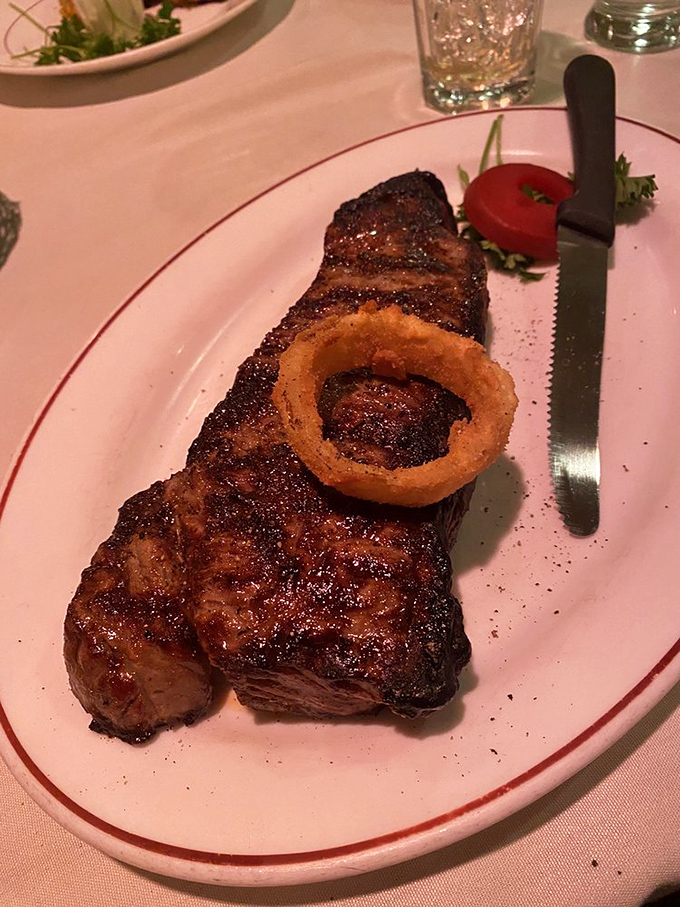 A perfectly charred New York strip that proves landlocked Pennsylvania knows its way around premium beef magnificently well.