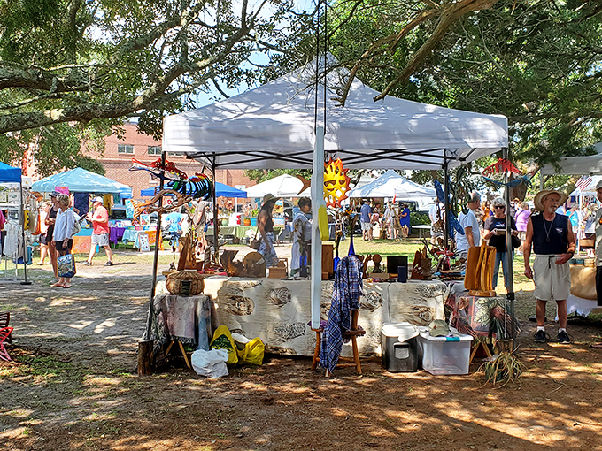 Under dappled shade, Beaufort's farmers market transforms shopping into socializing, where every purchase comes with a story.
