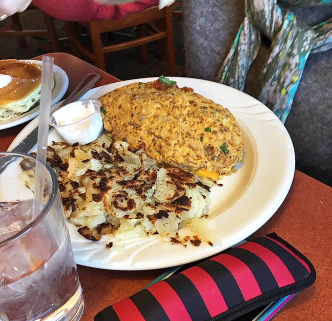 This omelet could win awards for fluffiness, while those hash browns have achieved the holy grail of breakfast potatoes &ndash; crispy exterior, tender heart.