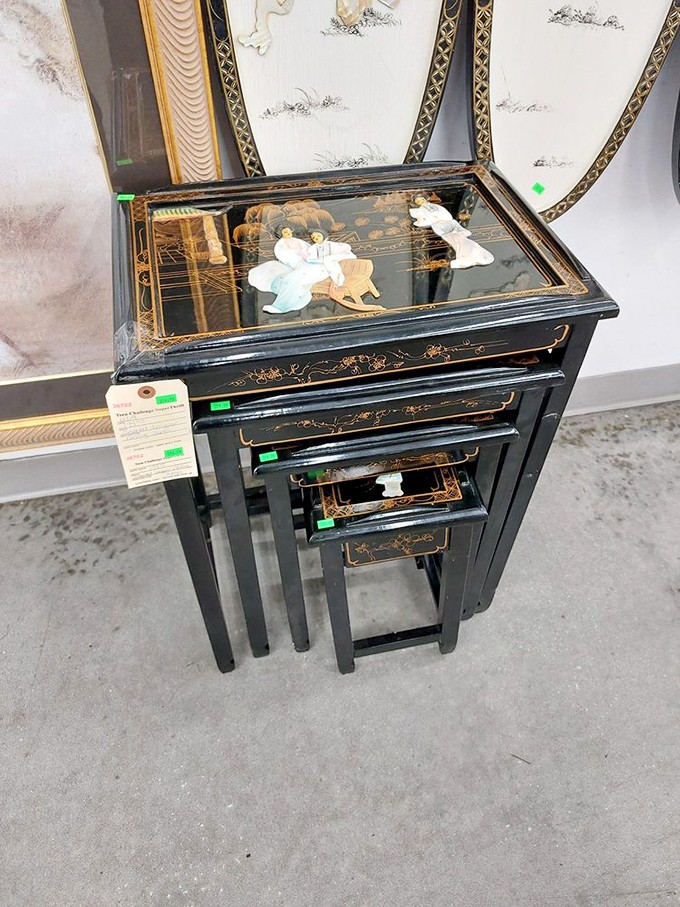 Nesting tables with Asian-inspired artistry&mdash;the Russian dolls of furniture world. Perfect for the home decorator with space constraints and exotic taste.