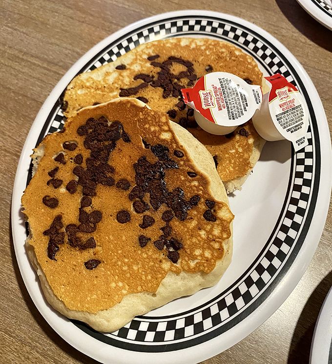 Chocolate chip pancakes that make adults remember why breakfast was once the most exciting meal of the day. Fluffy, golden, and unapologetically indulgent.