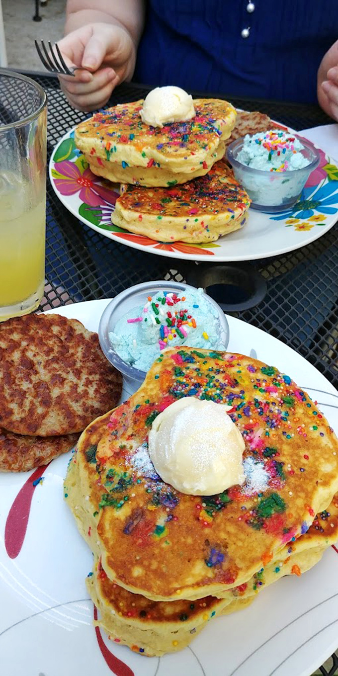 Funfetti pancakes that would make your dentist wince and your inner child applaud. Sprinkles for breakfast? Absolutely revolutionary.