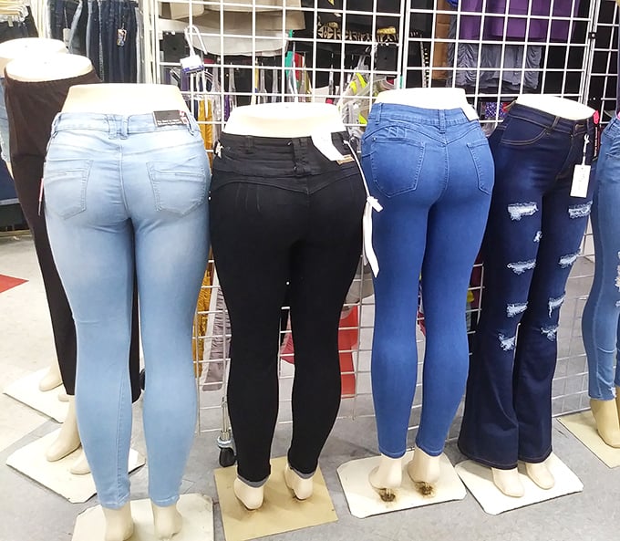 The wall of denim dreams&mdash;where finding jeans that actually fit feels less like shopping and more like winning the lottery.