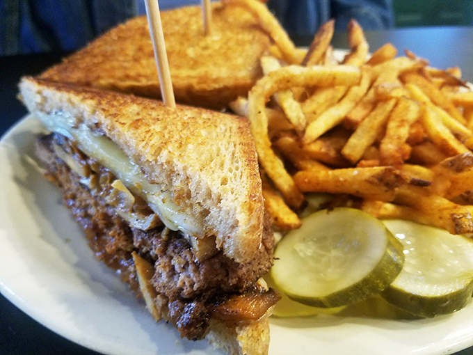 This patty melt achieves that perfect balance of crispy bread, melted cheese, and juicy beef that makes you forget fancy dining exists.