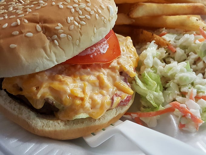 Pimento cheese cascading down a burger patty is the South Carolina equivalent of a Parisian finding the perfect croissant&mdash;a small but significant victory for civilization.