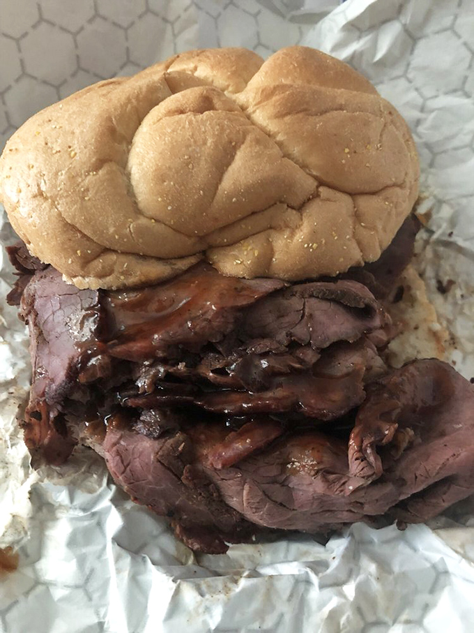 The pit beef sandwich at Jake's doesn't need Instagram filters or fancy plating. It speaks the universal language of "get in my belly right now." 
