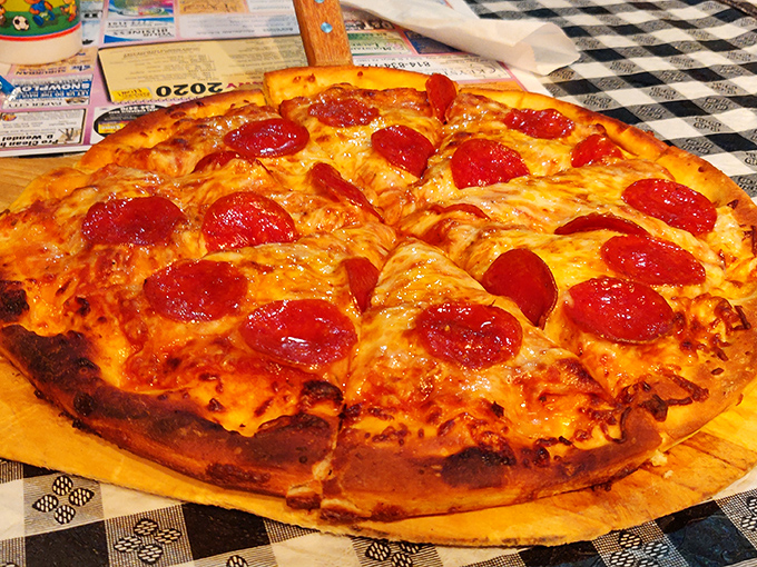 This pepperoni pizza isn't trying to reinvent the wheel&mdash;it's just perfecting it with a crust that walks the line between crispy and chewy.