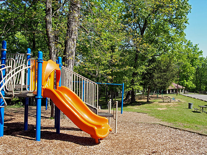 Childhood joy in primary colors &ndash; this playground offers the perfect energy release for kids who've been cooped up in the car too long.