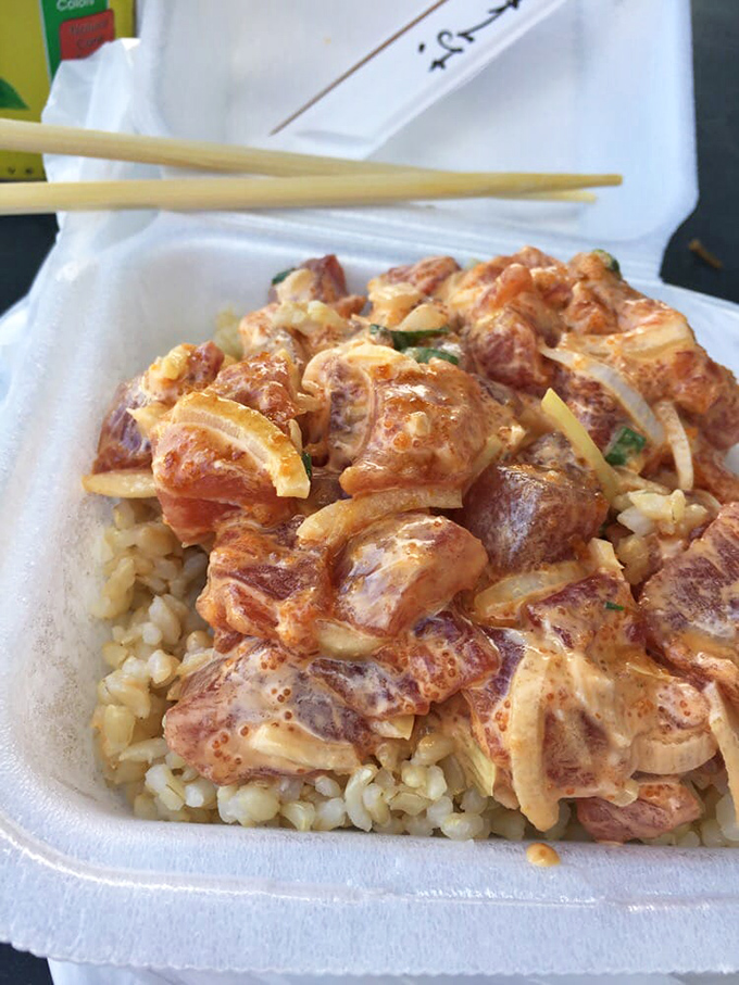 Cubes of fresh ahi nestled on warm rice&mdash;a textural symphony that makes you wonder why you'd eat tuna any other way.