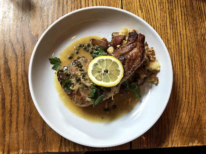 Pork confit that looks like it could make a vegetarian reconsider their life choices, at least temporarily.