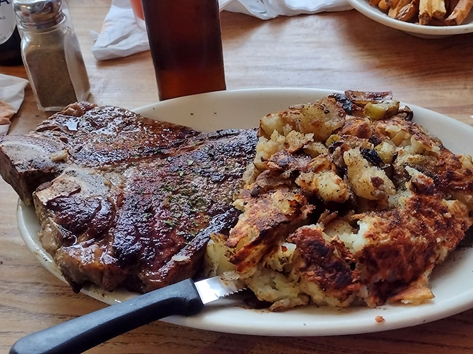 This porterhouse steak with crispy potatoes isn't just dinner&mdash;it's a carnivore's dream that would make Ron Swanson weep with joy.