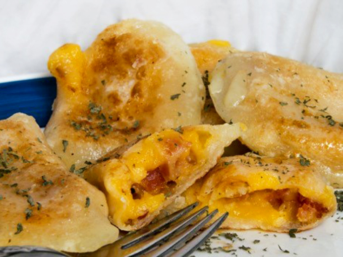 Cut into these potato cheddar pierogies and witness the glorious cheese pull that would make any Food Network show proud.