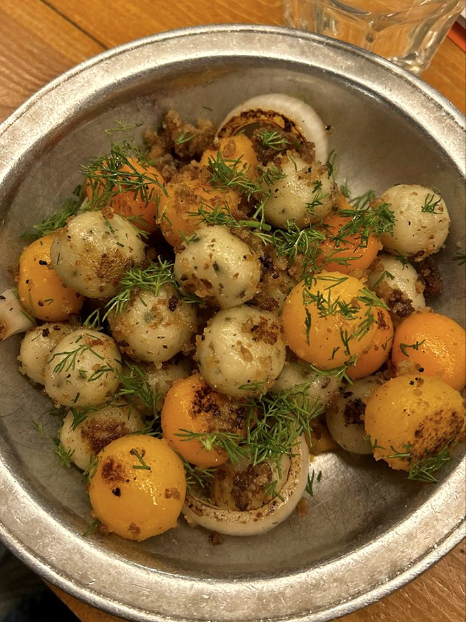 These colorful potato dumplings, delicately garnished with fresh dill, prove that simple ingredients in the right hands become something extraordinary.