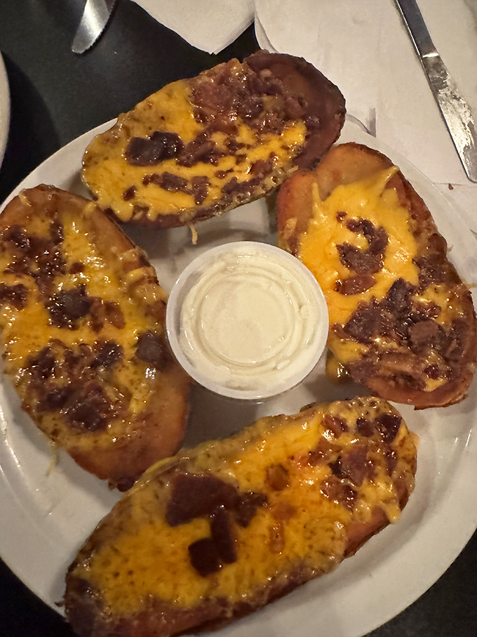 Loaded potato skins that don't mess around&mdash;each one a perfect little boat of bacon, cheese, and pure comfort.
