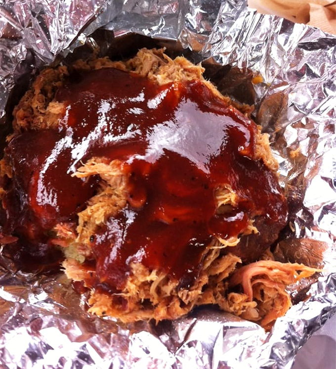 Pulled pork that's had a proper introduction to sauce. Like a perfect blind date, these two were destined to meet.