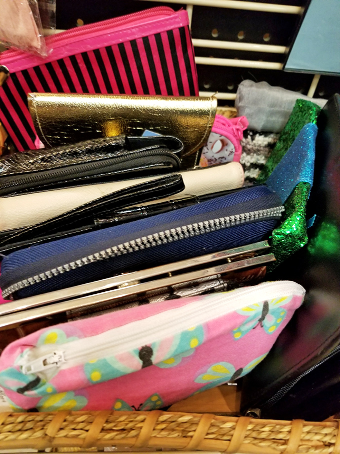 A colorful collection of clutches and wallets that proves one person's "so last season" is another's "vintage find of the century."