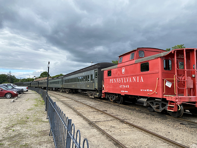 The Pennsylvania caboose&mdash;railroad royalty in brilliant red. Once the office, kitchen and bedroom for hardworking crews, now a rolling piece of American history.