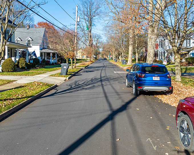 Tree-lined streets where autumn leaves perform their annual color concert. Norman Rockwell couldn't have painted a more perfect residential scene.