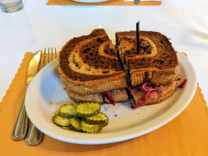 The Reuben at Emil's is a towering achievement of marble rye, corned beef, and sauerkraut&mdash;a sandwich that demands both hands and your full attention.