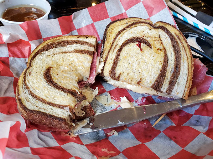 This Reuben sandwich isn't just lunch&mdash;it's architecture, with marbled rye creating swirls as beautiful as they are delicious.