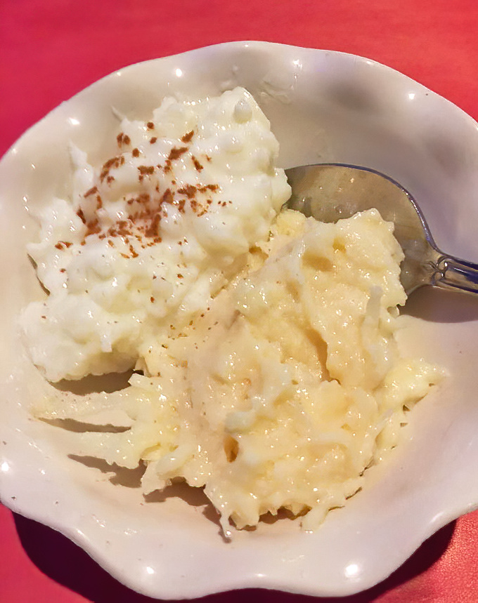 Creamy rice pudding with a dusting of cinnamon&mdash;comfort food that transcends cultures. Like a warm hug in dessert form after your meat marathon.