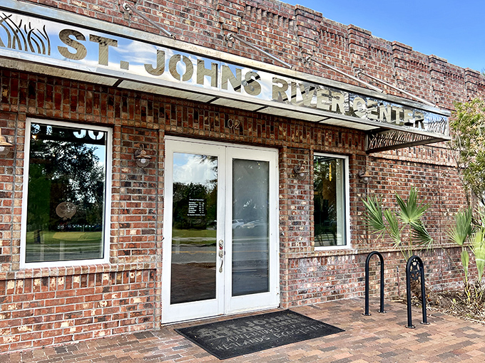 The St. Johns River Center welcomes visitors with brick and simplicity &ndash; much like the river itself, unassuming yet essential to Palatka's identity.