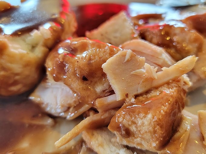 Tender chicken swimming in rich gravy &ndash; the kind of comfort food that makes you want to call your mother and thank her for teaching you about good eating.