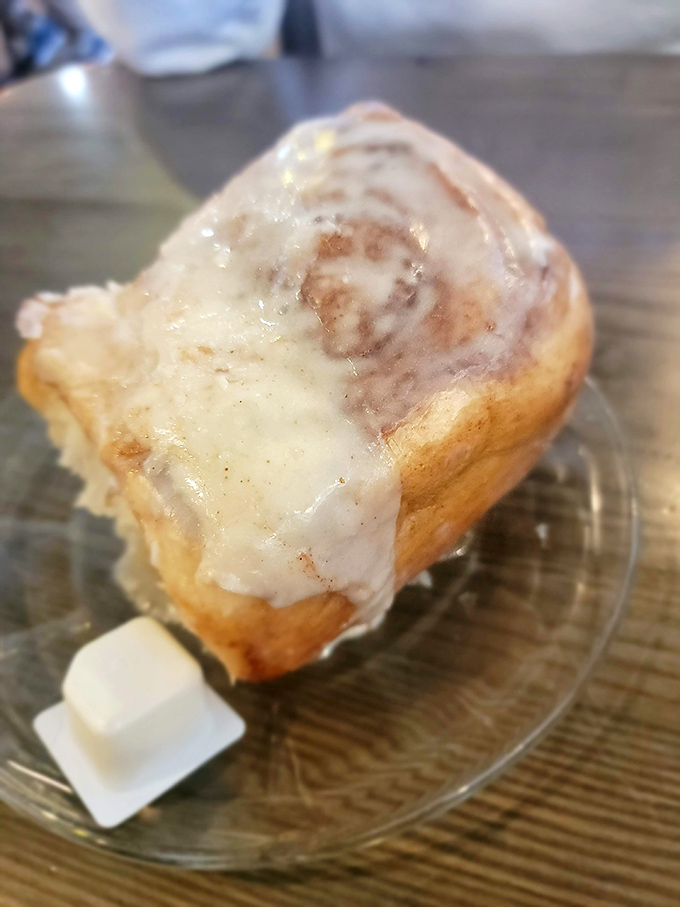 Cinnamon rolls the size of steering wheels, because Minnesota nice extends to portion sizes that border on aggressive generosity.