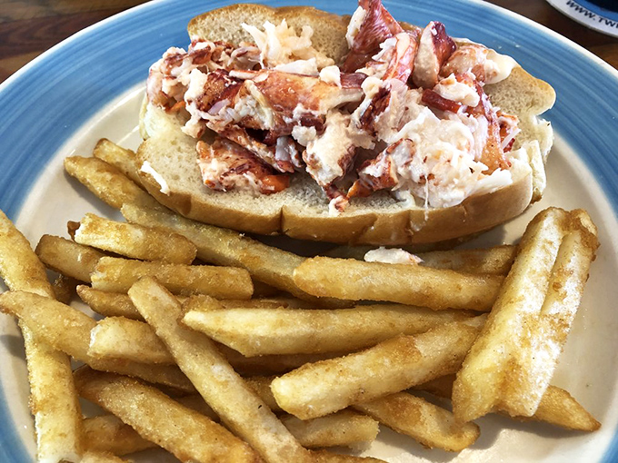 This lobster roll doesn't need a fancy introduction&mdash;chunks of sweet meat barely contained by a buttered roll, with fries standing by for the encore.