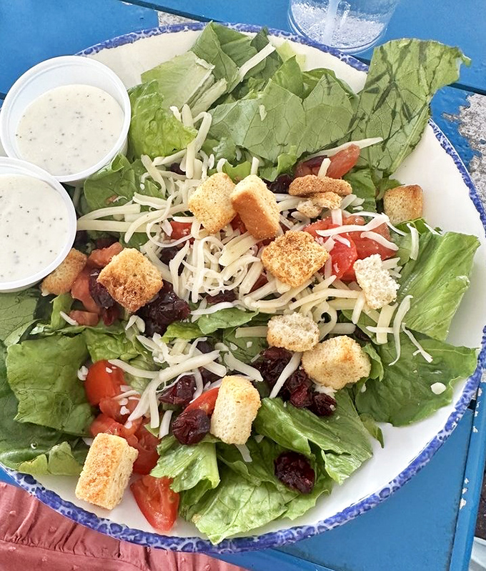 Even the salads here get the shrimp treatment, because vegetables deserve to have fun too.