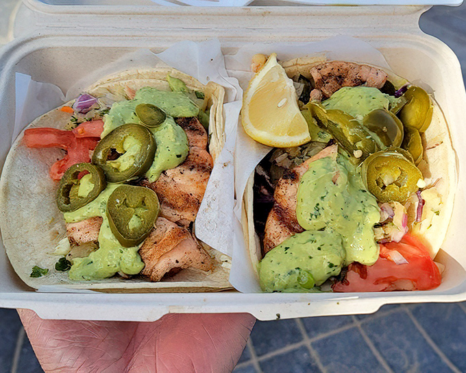 These fish tacos aren't just a meal; they're a California dream wrapped in a tortilla, where jalape&ntilde;os and avocado create the perfect coastal harmony.