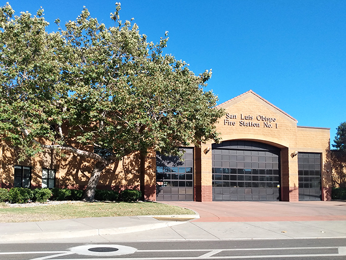 The SLO Fire Station stands ready to serve, much like that emergency cash you've wisely tucked away for unexpected adventures.