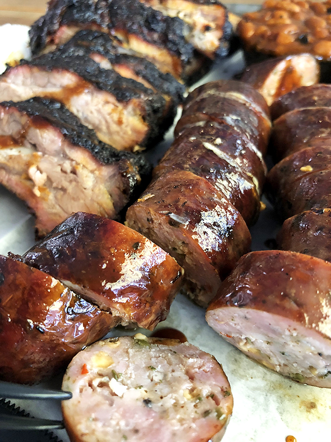 Sausages with personality. Each link tells a different story, from the spicy jalape&ntilde;o-cheddar to the classic old-school farmer.