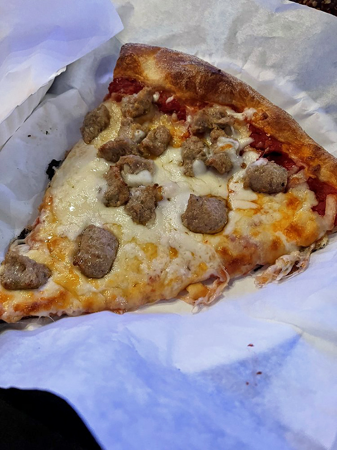 Italian sausage pizza that doesn't just sit there looking pretty&mdash;it demands to be folded, New York-style. The cheese pull potential here is Olympic-worthy.