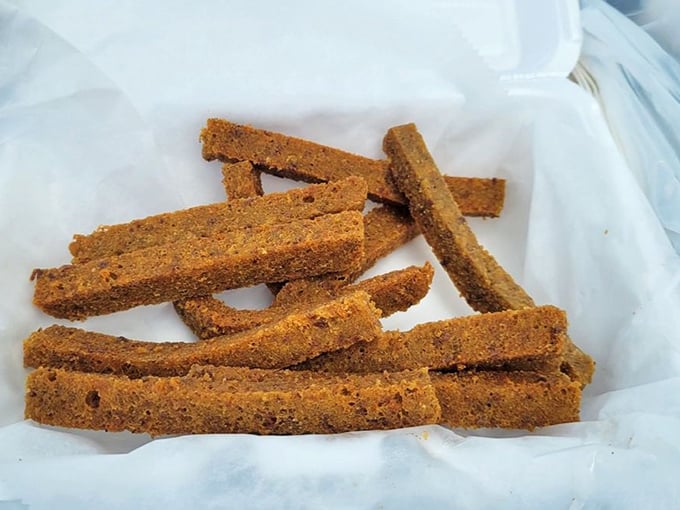 Scrapple fries: Philadelphia's answer to the question nobody asked but everyone needs. Crispy, savory, and unapologetically local.