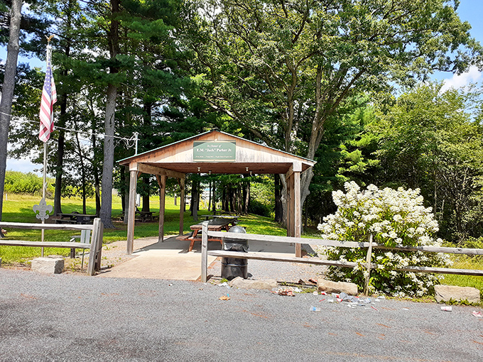The Scripture Rocks Heritage Park pavilion offers a shaded spot to contemplate both nature and history&mdash;without contemplating damage to your wallet.