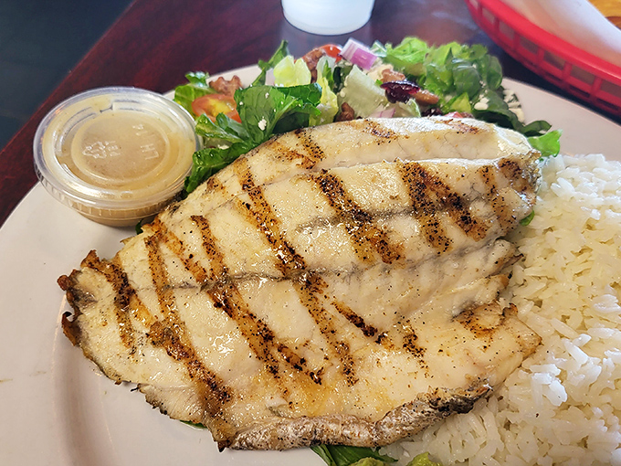 Perfectly grilled fish with those coveted char marks that say, "Someone in this kitchen knows exactly what they're doing."