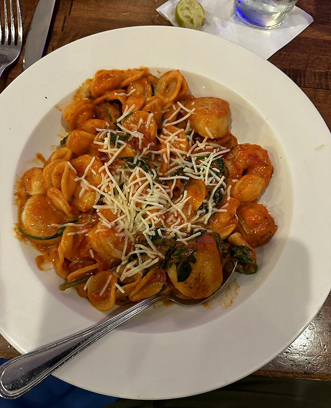 Pasta that's dressed better than most people at a wedding, with seafood playing the starring role in this saucy ensemble.