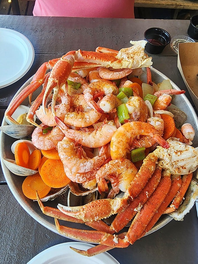 The seafood platter that answers the eternal question: "Why choose one when you can have it all?" Crab legs, shrimp, and clams in perfect harmony.