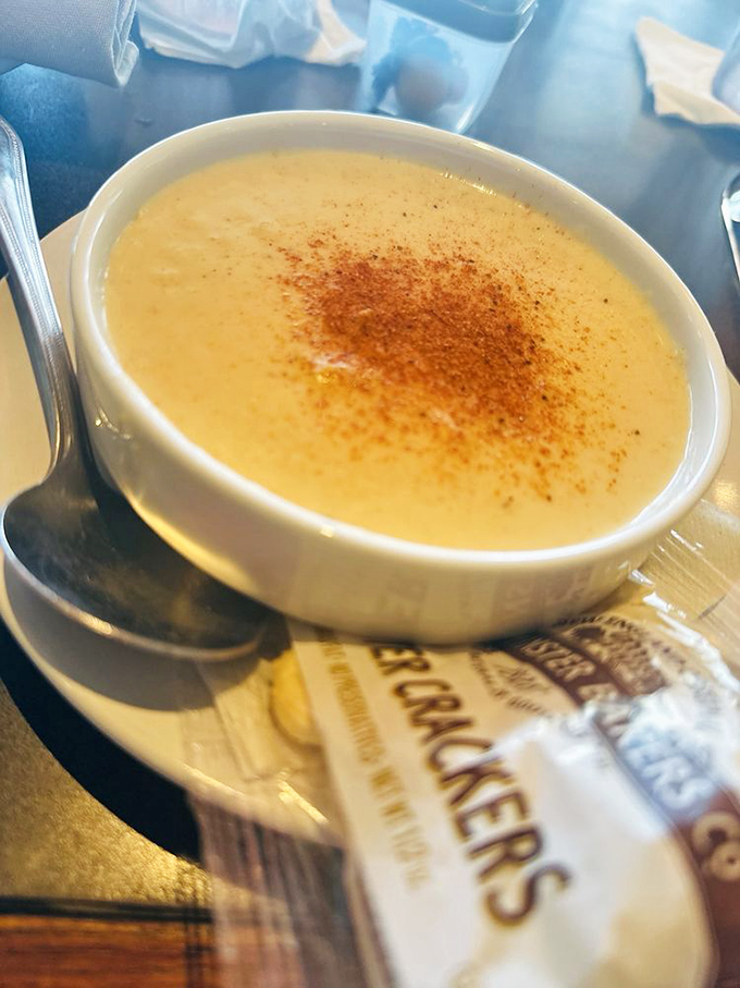 She Crab Soup that's basically a warm hug in a bowl&mdash;creamy, rich, and topped with a sprinkle of spice that says "I care."