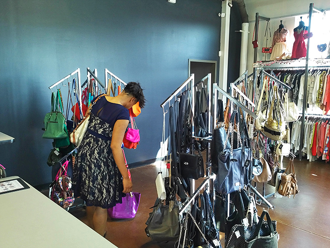 The handbag section is a leather-lover's dream, with options ranging from practical totes to statement clutches. Fashion archaeology at its finest!